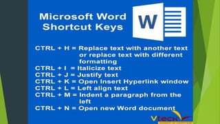 Ms Word Shortcut Keys - Vtech Academy | PPTX