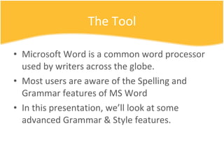 MS Word Tips & Tricks for Writers | PPT | Technology & Computing