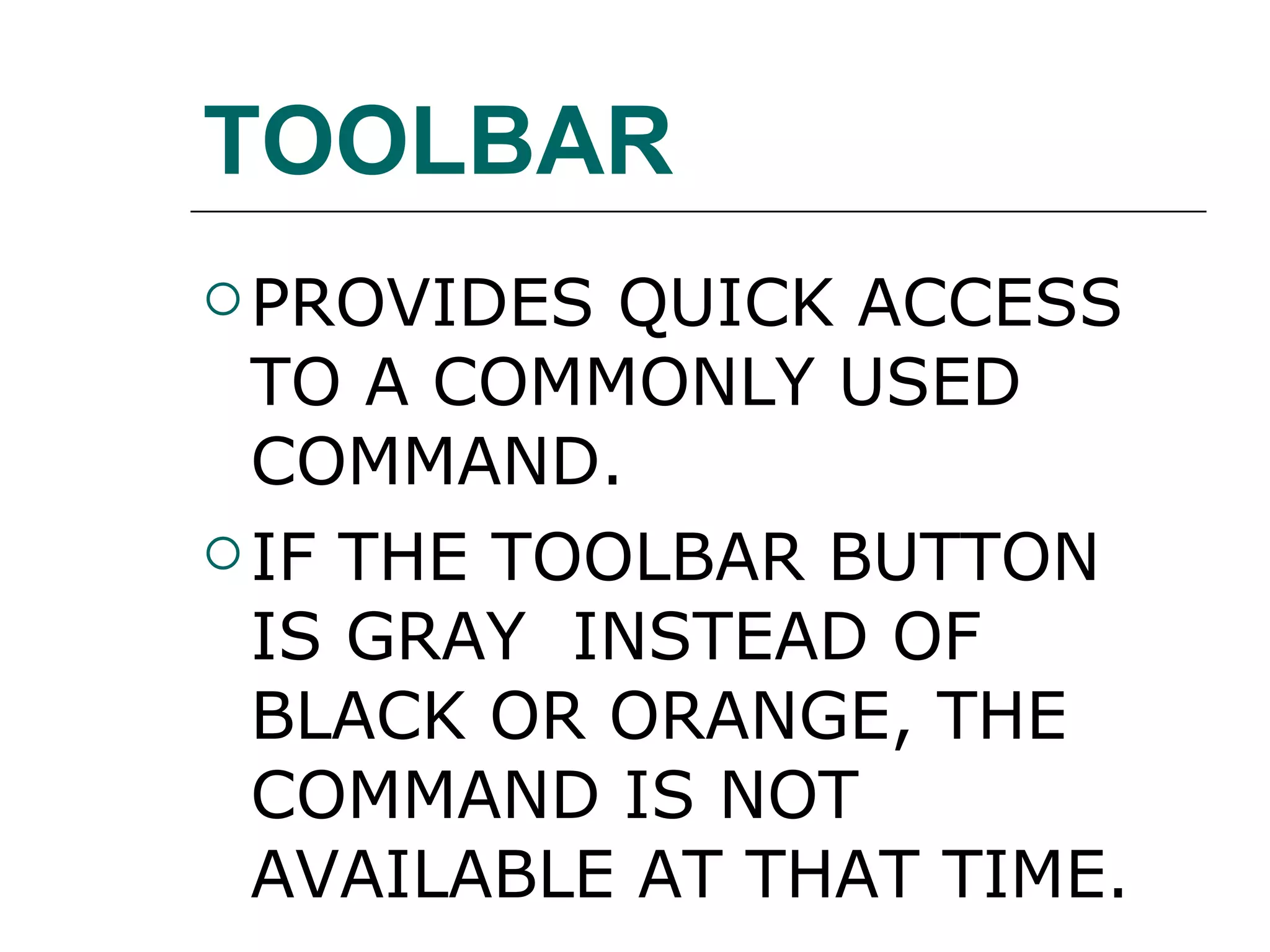 Ms Word Toolbar PPT