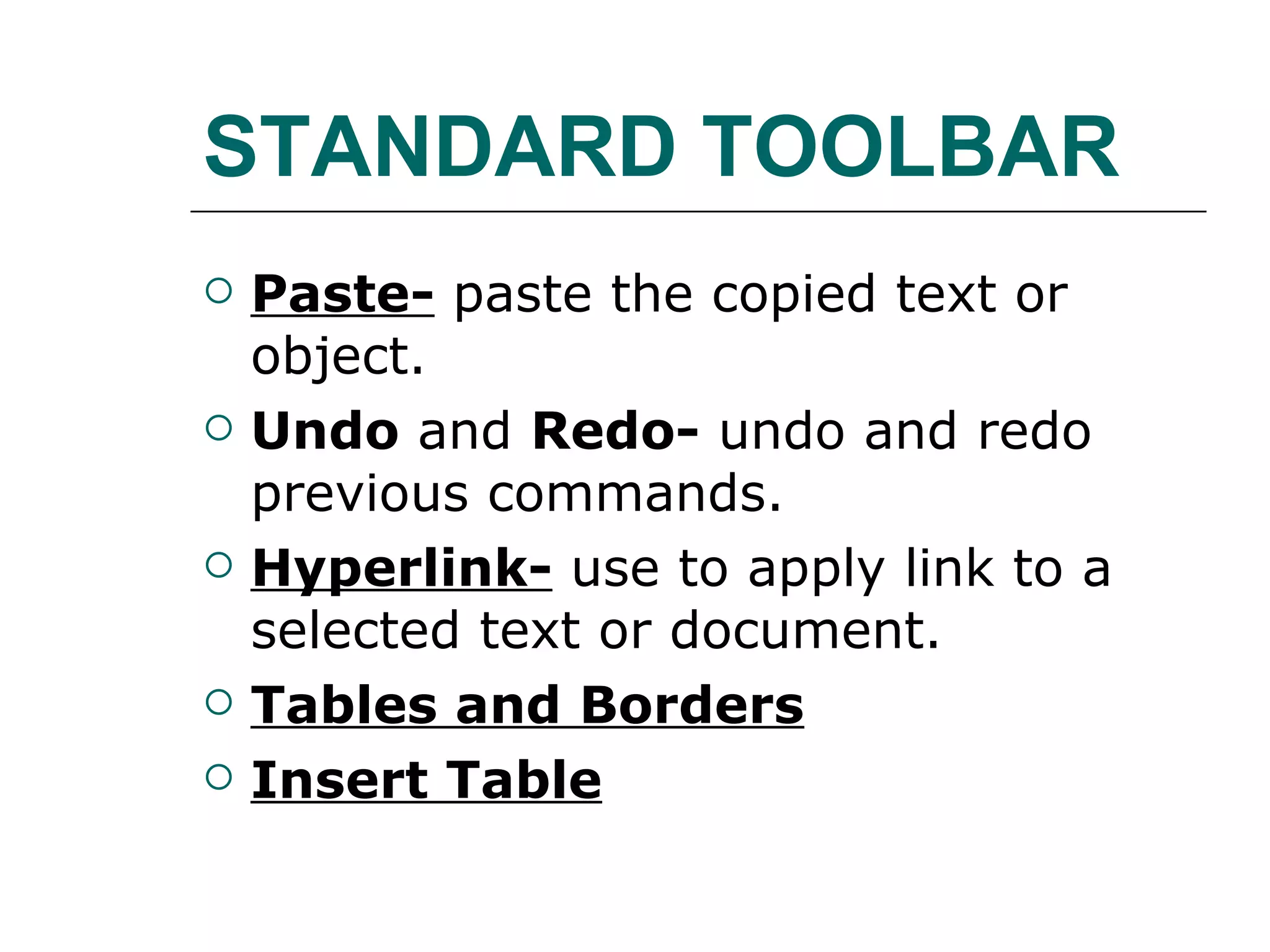 Ms word toolbar | PPT
