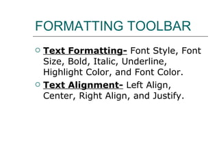 Ms word toolbar | PPT