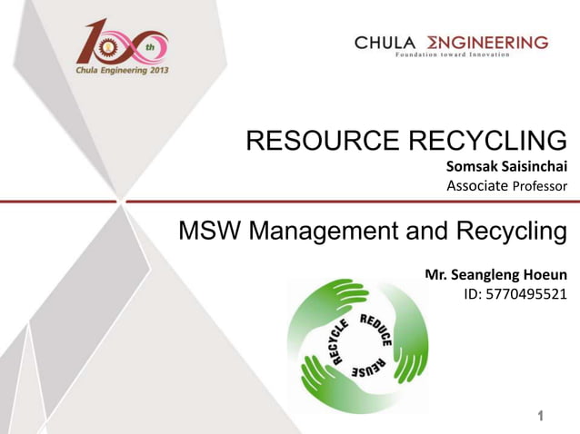 Municipal solid waste management and Recycling | PPT