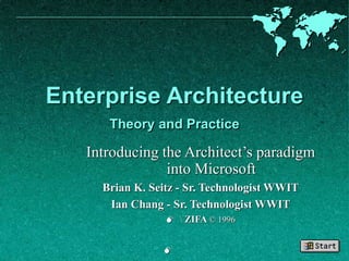 1996 Enterprise Architecture Praxis Presenation @ ZIFA | PPT