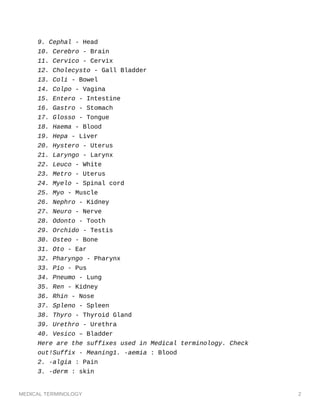 MEDICAL TERMINOLOGY | PDF