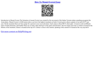 Mt. Everest Essay | PDF