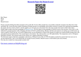 Mt. Everest Essay | PDF