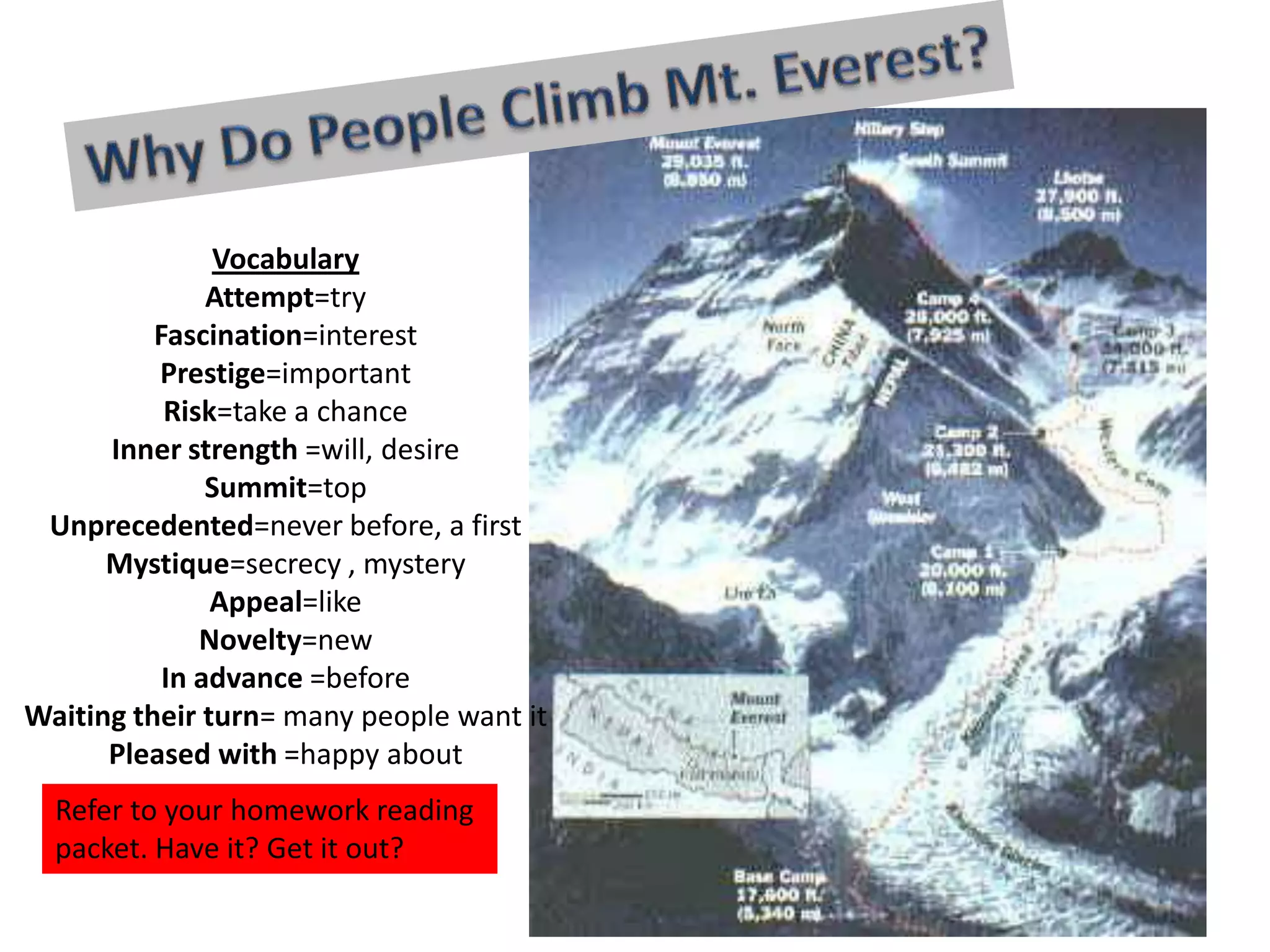 Mt. everest reading esol 3 | PPT