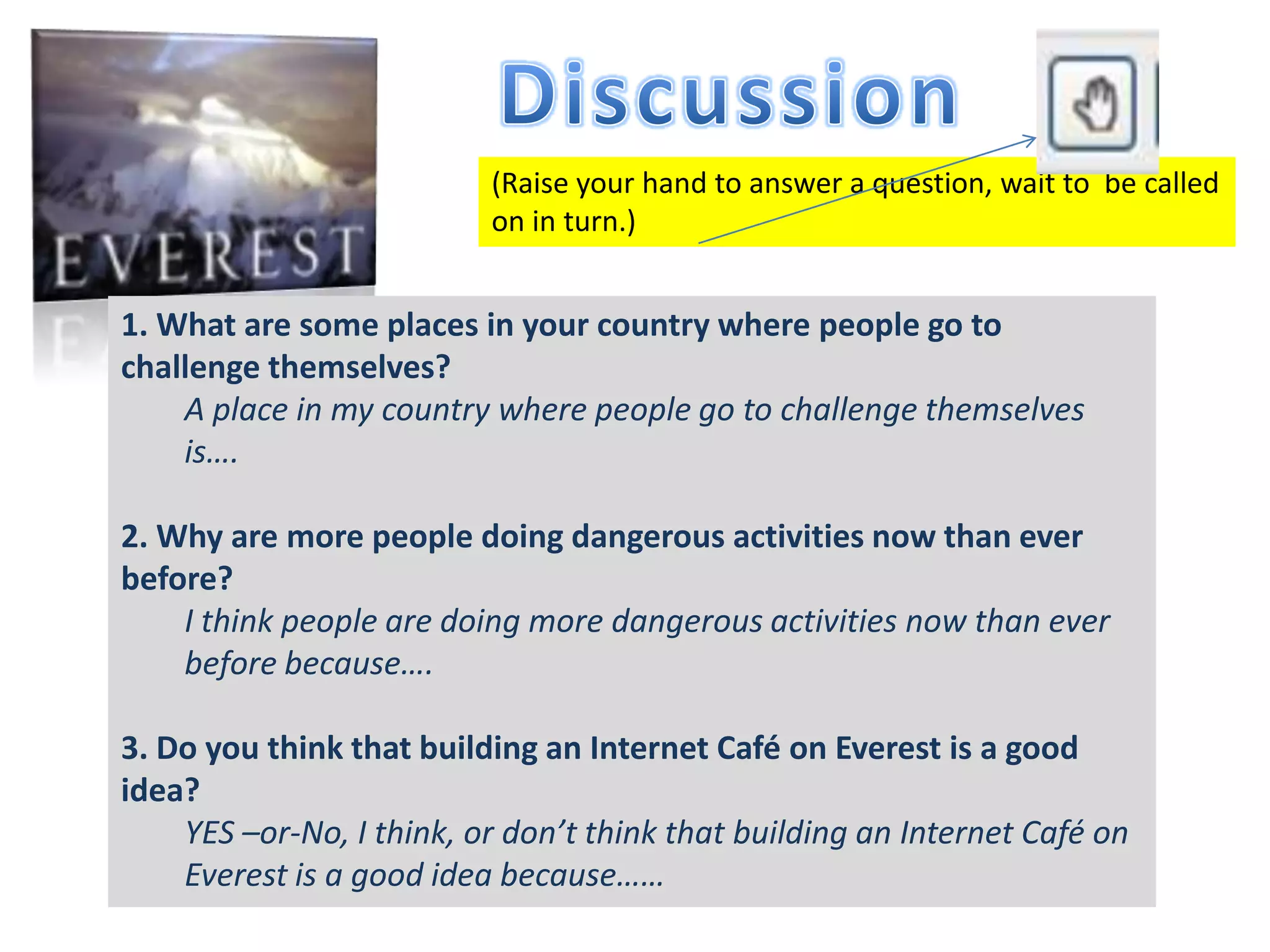 Mt. everest reading esol 3 | PPT