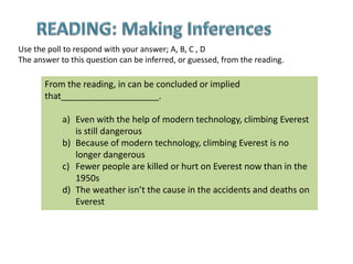 Mt. everest reading esol 3 | PPT