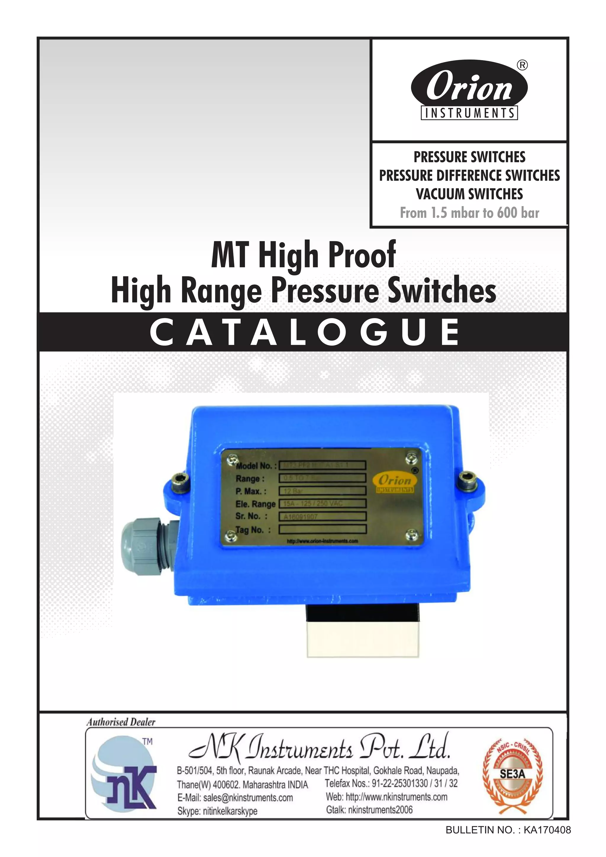 MT High Proof High Range Pressure Switches Supplier in India | PDF ...