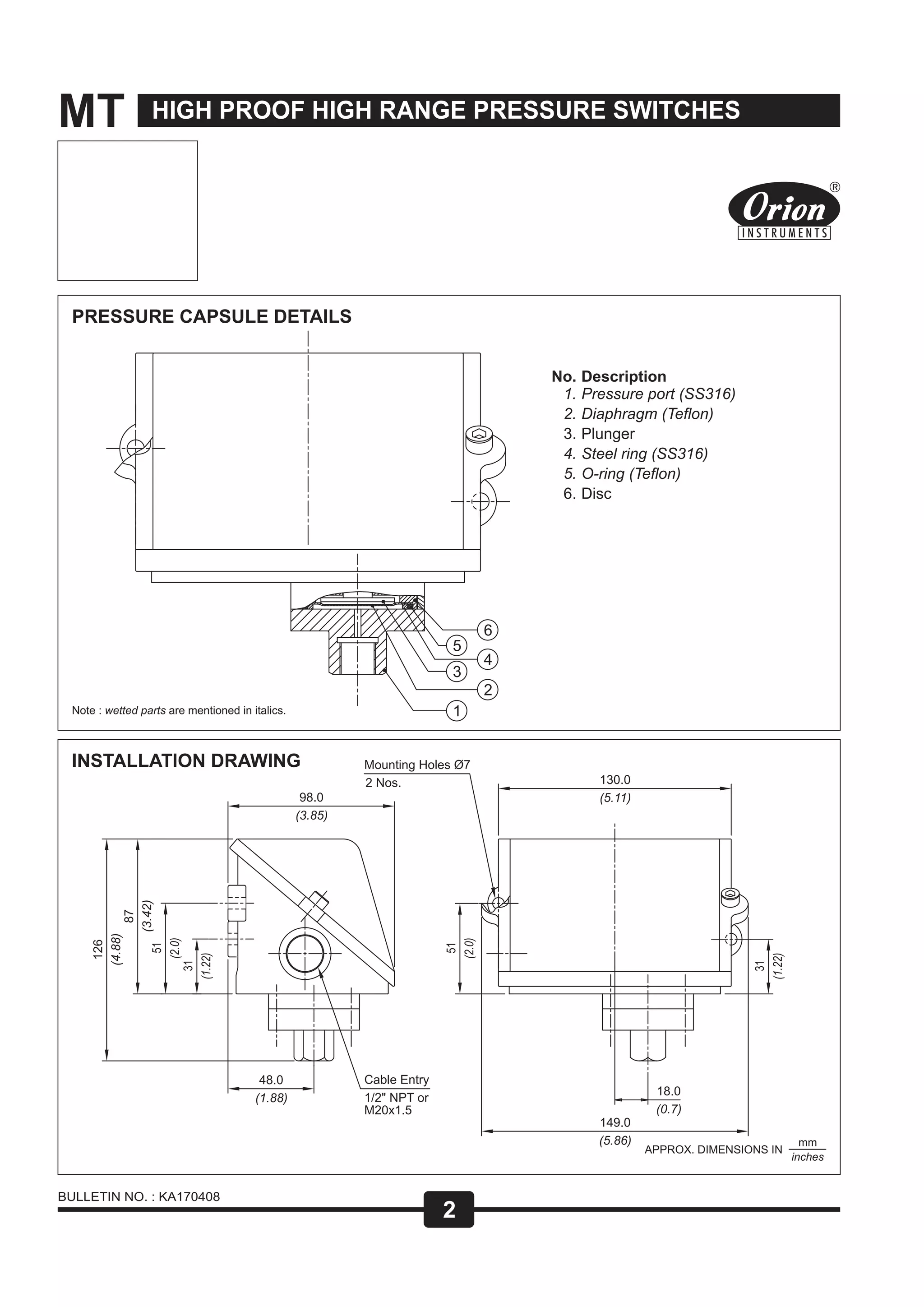 MT High Proof High Range Pressure Switches Supplier in India | PDF ...