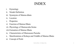 MAMSA DHATU vyutpatti defination types synonyms | PPTX