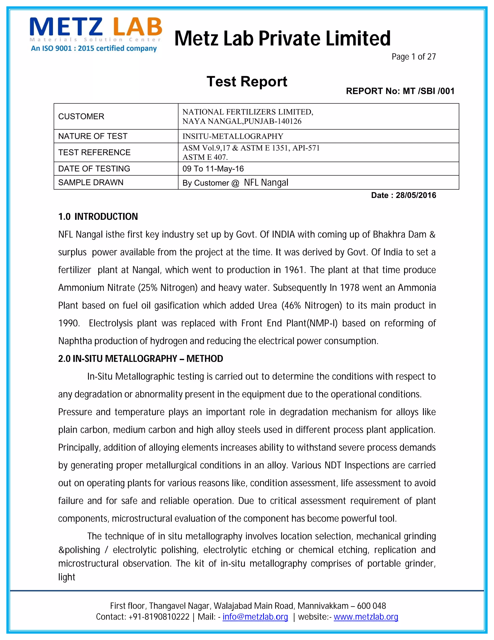 Insitu Metallograhy report | PDF
