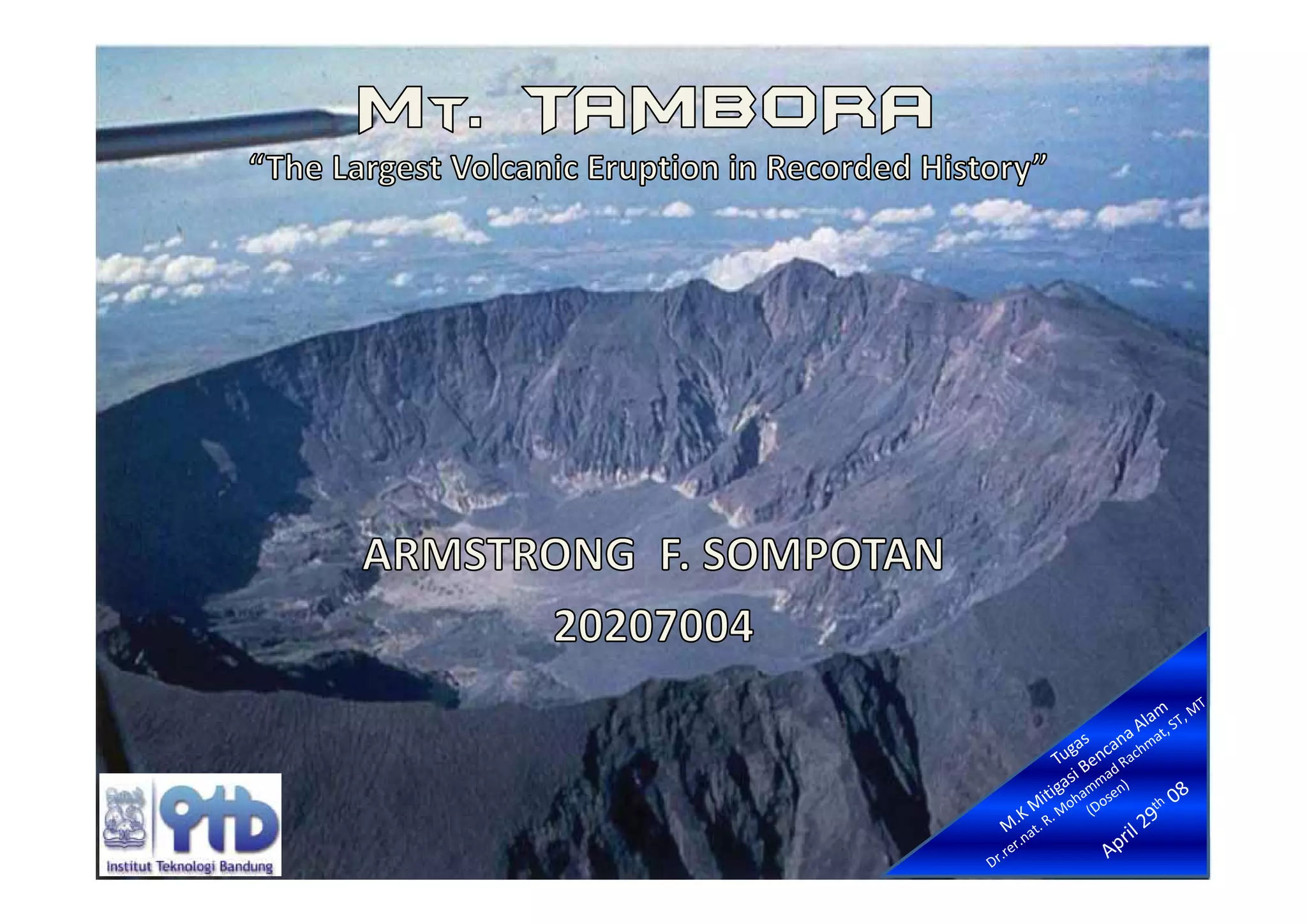 Mt. TAMBORA " The Largest Volcanic Eruption in Recorded History " | PDF