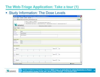 Web-Triage An Application for patient registration in phase I dose escalation studies | PPT