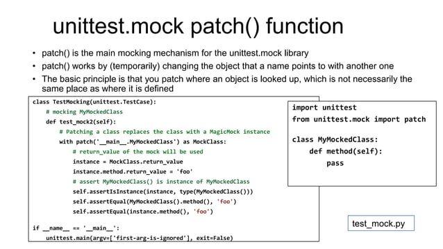 Python Mocking Intro Ppt