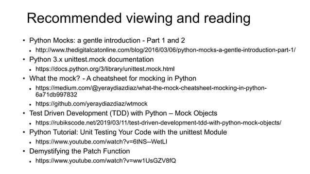 Python Mocking Intro Ppt