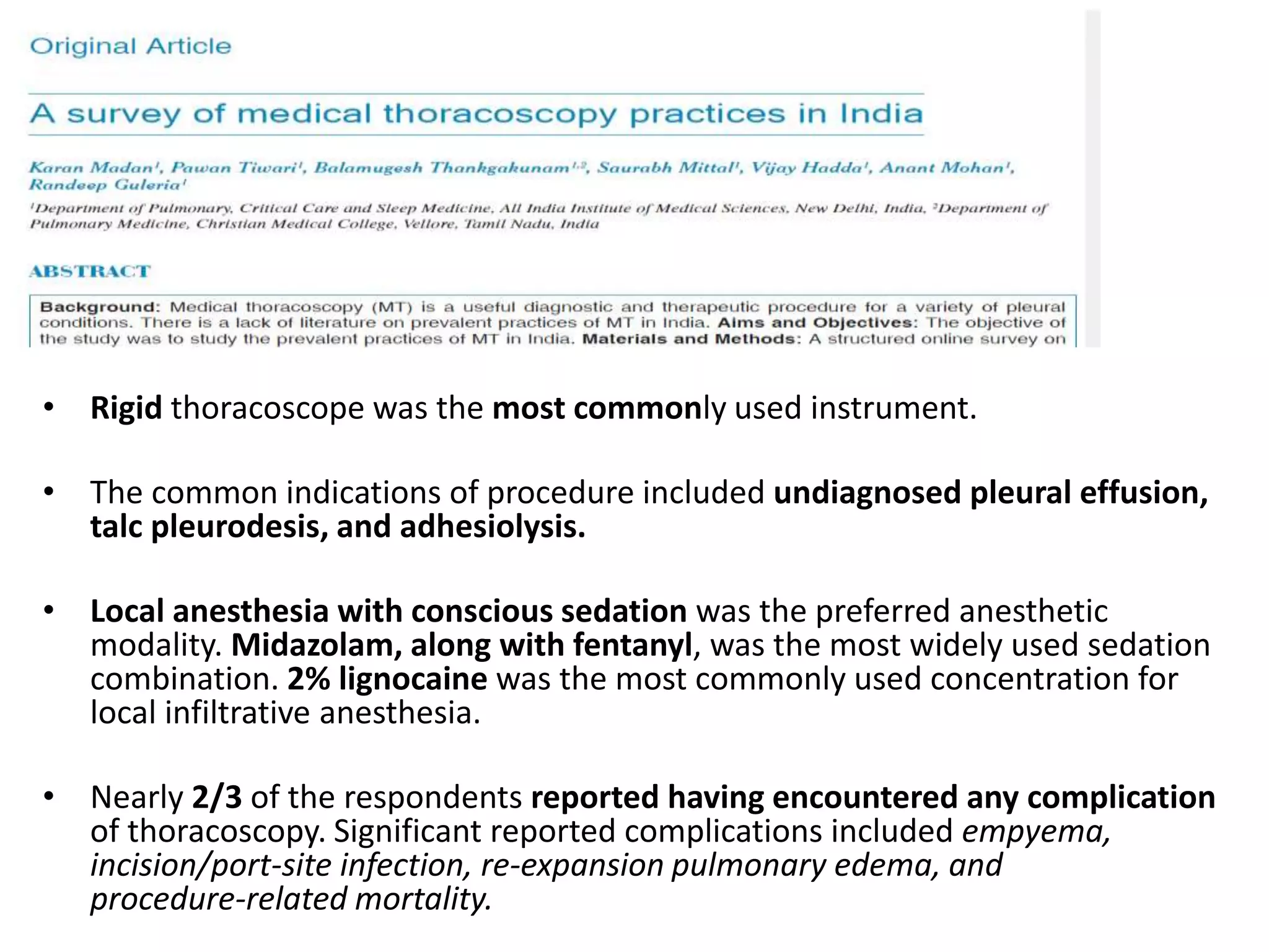 medical thoracoscopy2022 | PPTX