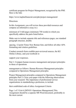 MT435 OPERATIONS MANAGEMENT / TUTORIALOUTLET DOT COM | PDF