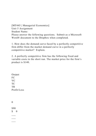 [MT445 Managerial Economics] .docx