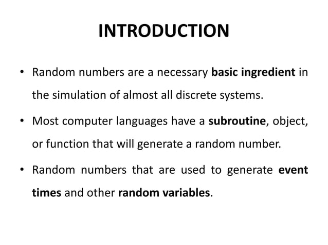 MT6702 Unit 2 Random Number Generation | PPTX