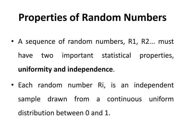 MT6702 Unit 2 Random Number Generation | PPTX