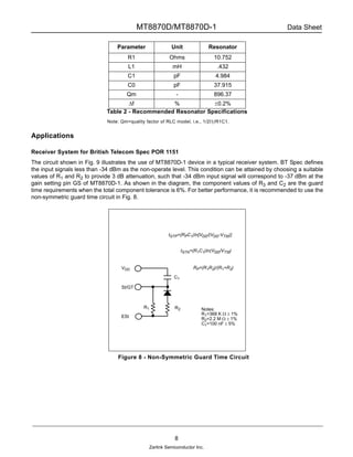 Electrónica: Receptor DTMF integrado MT8870D/MT8870D-1 (Datasheet) | PDF