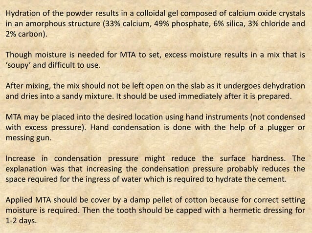 MTA | PDF | Dental Health | Diseases and Conditions
