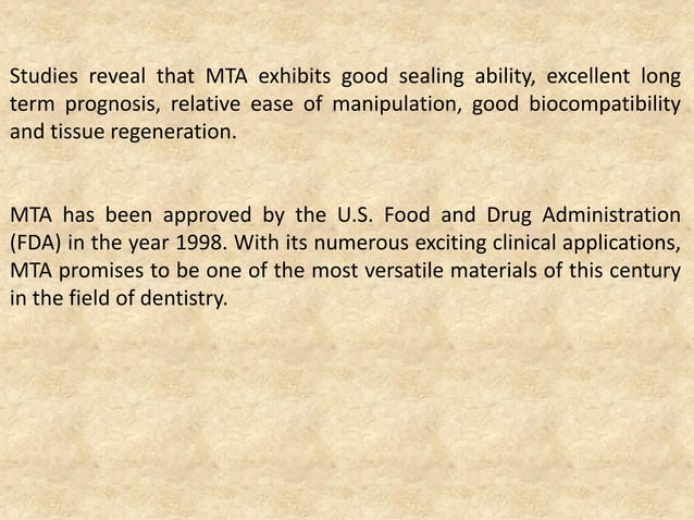 MTA | PDF | Dental Health | Diseases and Conditions