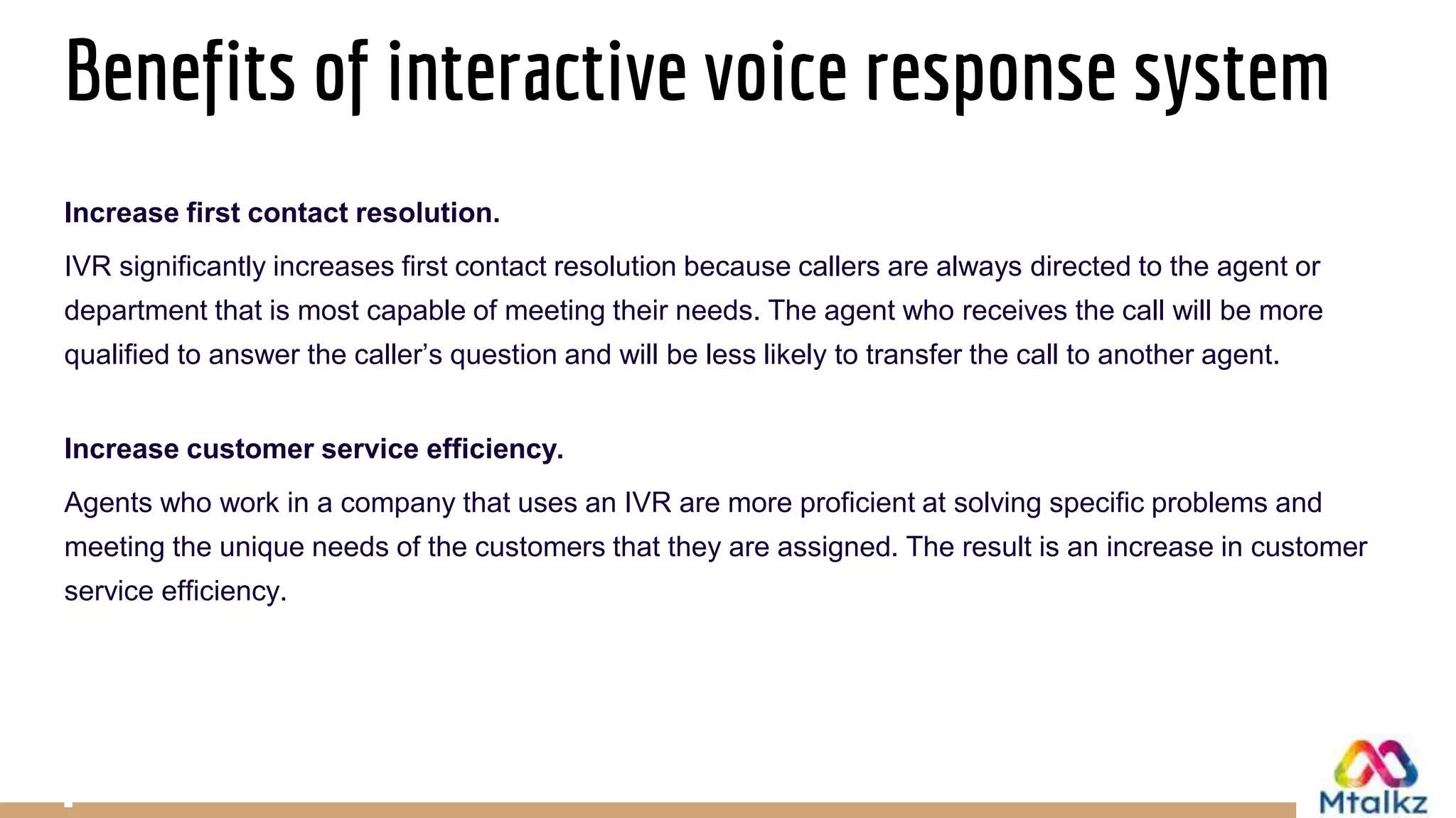 Interactive Voice Response System - Mtalkz | PPT