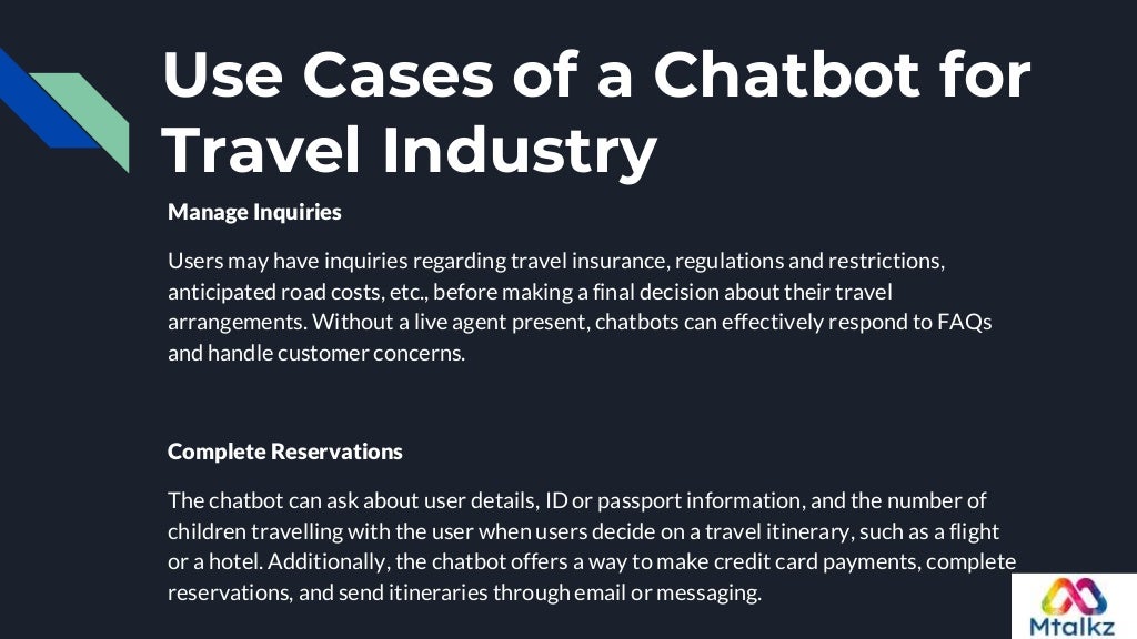 Chatbot for Travel Industry: Benefits, Use Cases, and The Future | PPTX