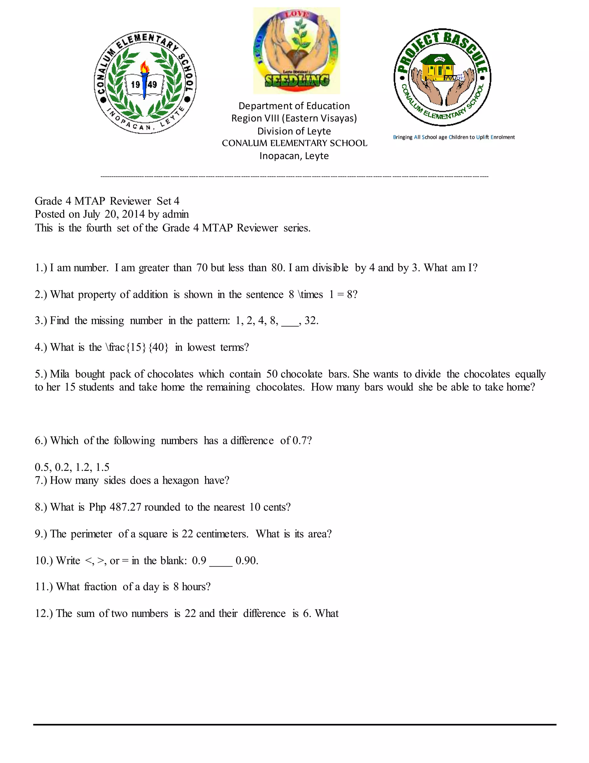 Mtap 4 problem set #4 | DOCX