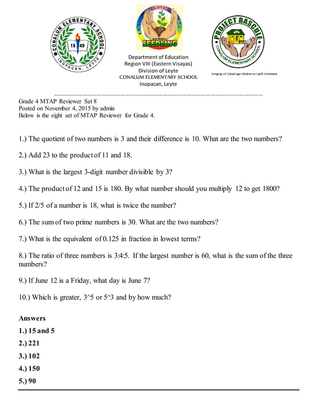 Mtap 4 problem set #8 | DOCX | Standardized Testing | Educational ...