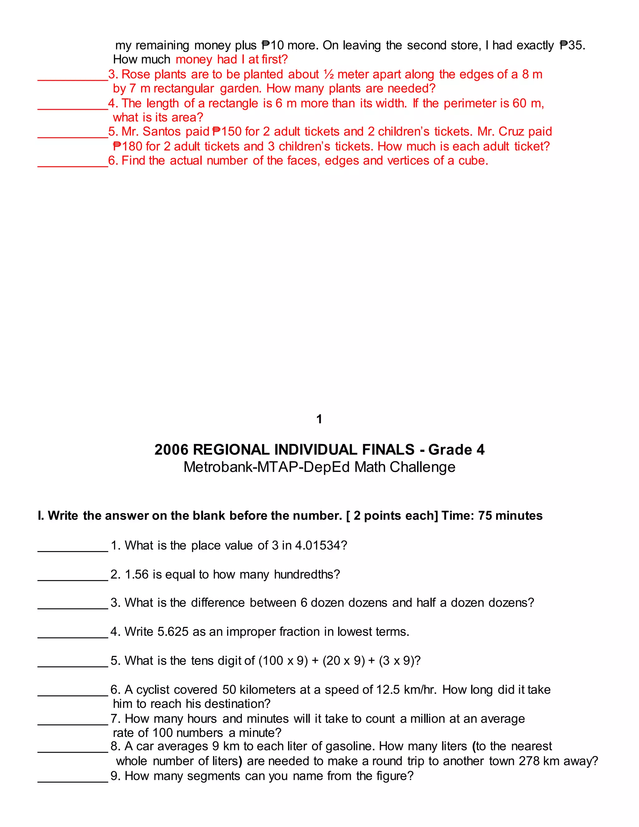 MTAP REVIEWER Grade 4...part 1 | DOCX