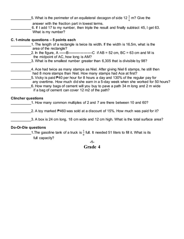MTAP REVIEWER Grade 4...part 1 | DOCX