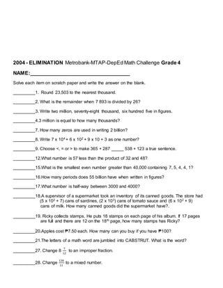 MTAP REVIEWER Grade 4...part 1 | DOCX