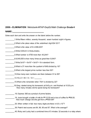 MTAP REVIEWER Grade 4...part 1 | DOCX