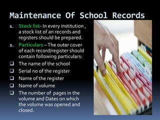 Role of a teacher in maintaining records.(Methods, Techniques ...