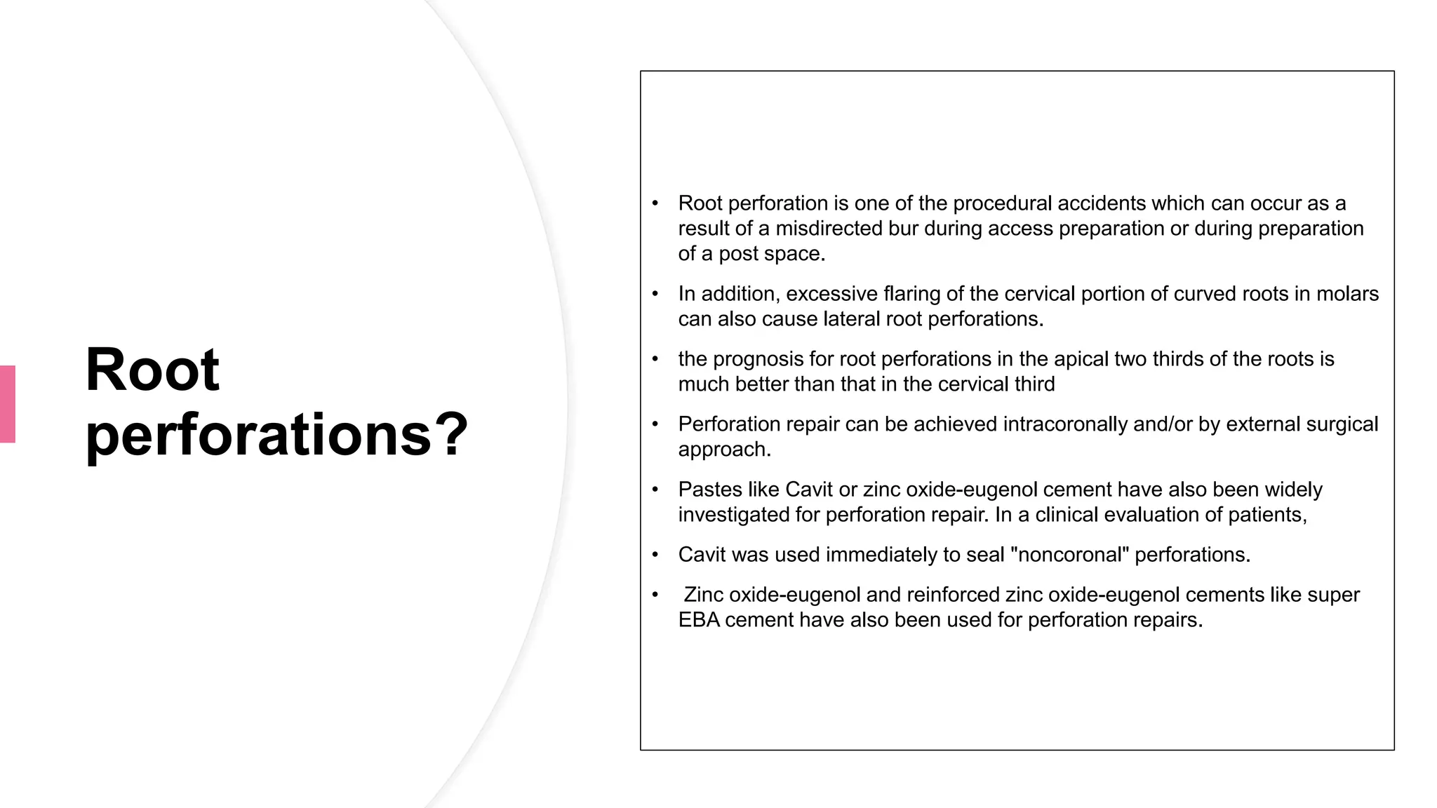 SEALING ABILITY OF MTA FOR REPAIR OF LATERAL ROOT PERFORATION | PPTX