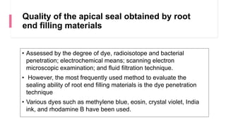 SEALING ABILITY OF MTA FOR REPAIR OF LATERAL ROOT PERFORATION | PPTX