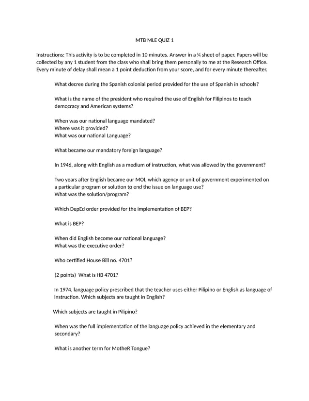 Mother Tongue Based -Muti Lingual Education -QUIZ-1.docx