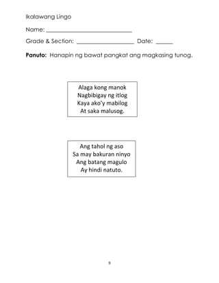 Mtb mle-tagalog-activity-sheets-q12 | PDF