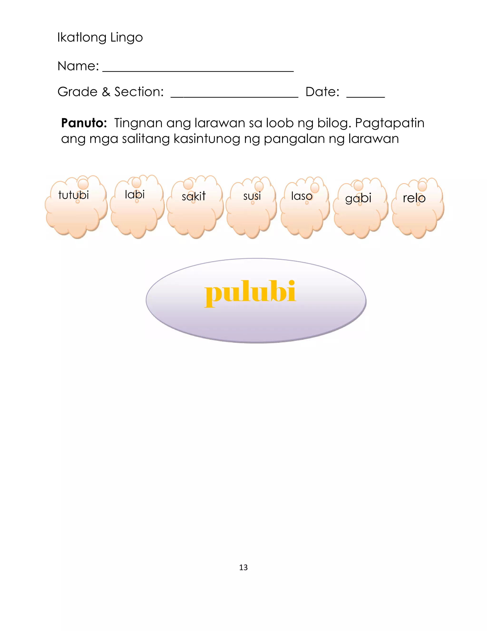 Mtb mle-tagalog-activity-sheets-q12 | PDF
