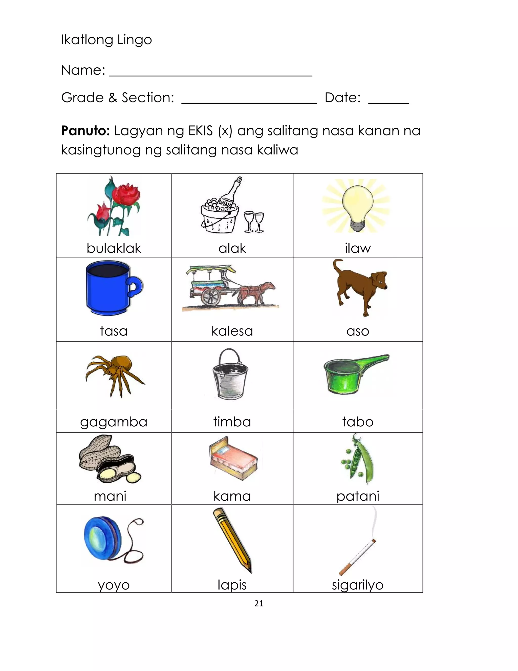 Mtb mle-tagalog-activity-sheets-q12 | PDF