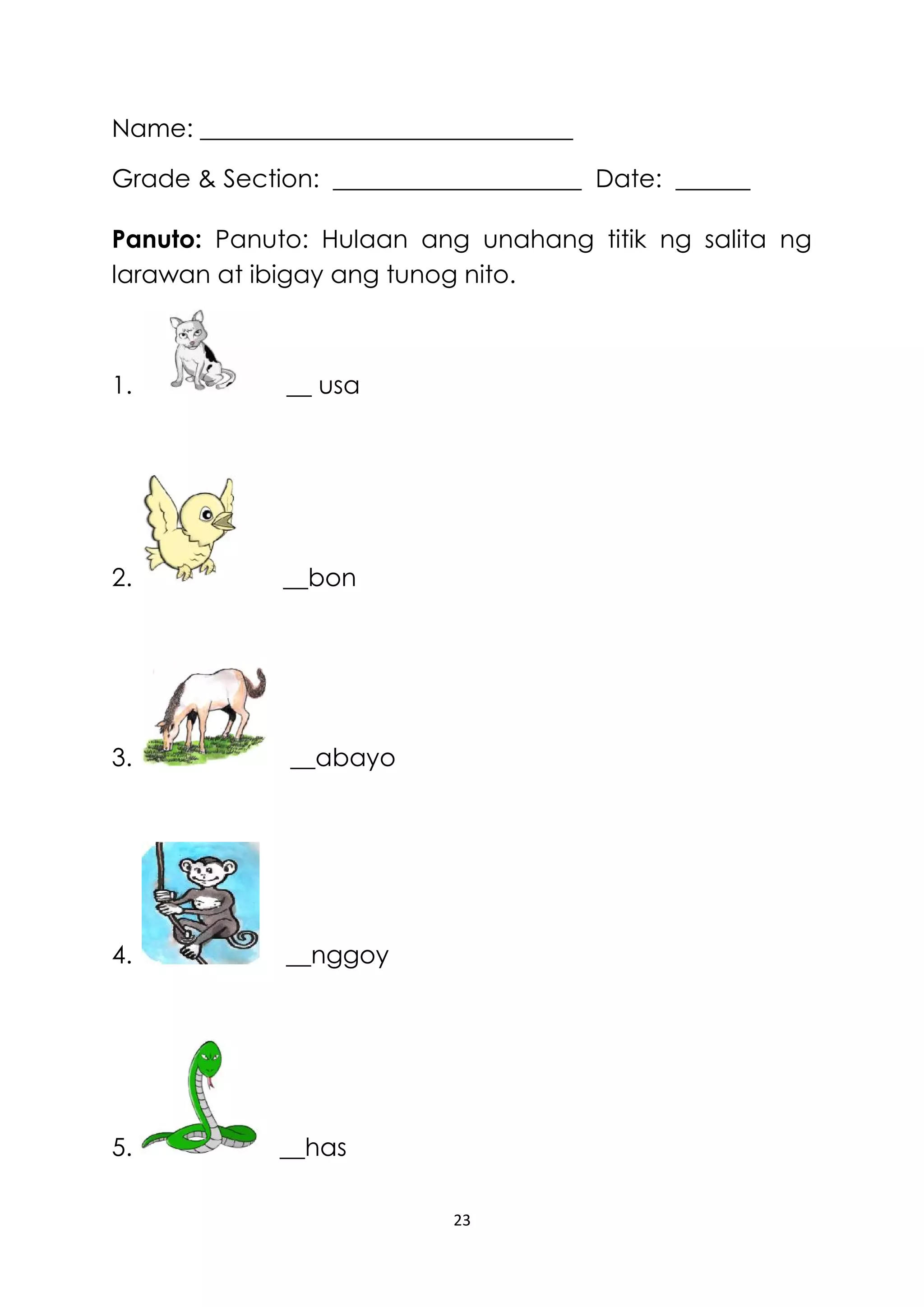 Mtb mle-tagalog-activity-sheets-q12 | PDF