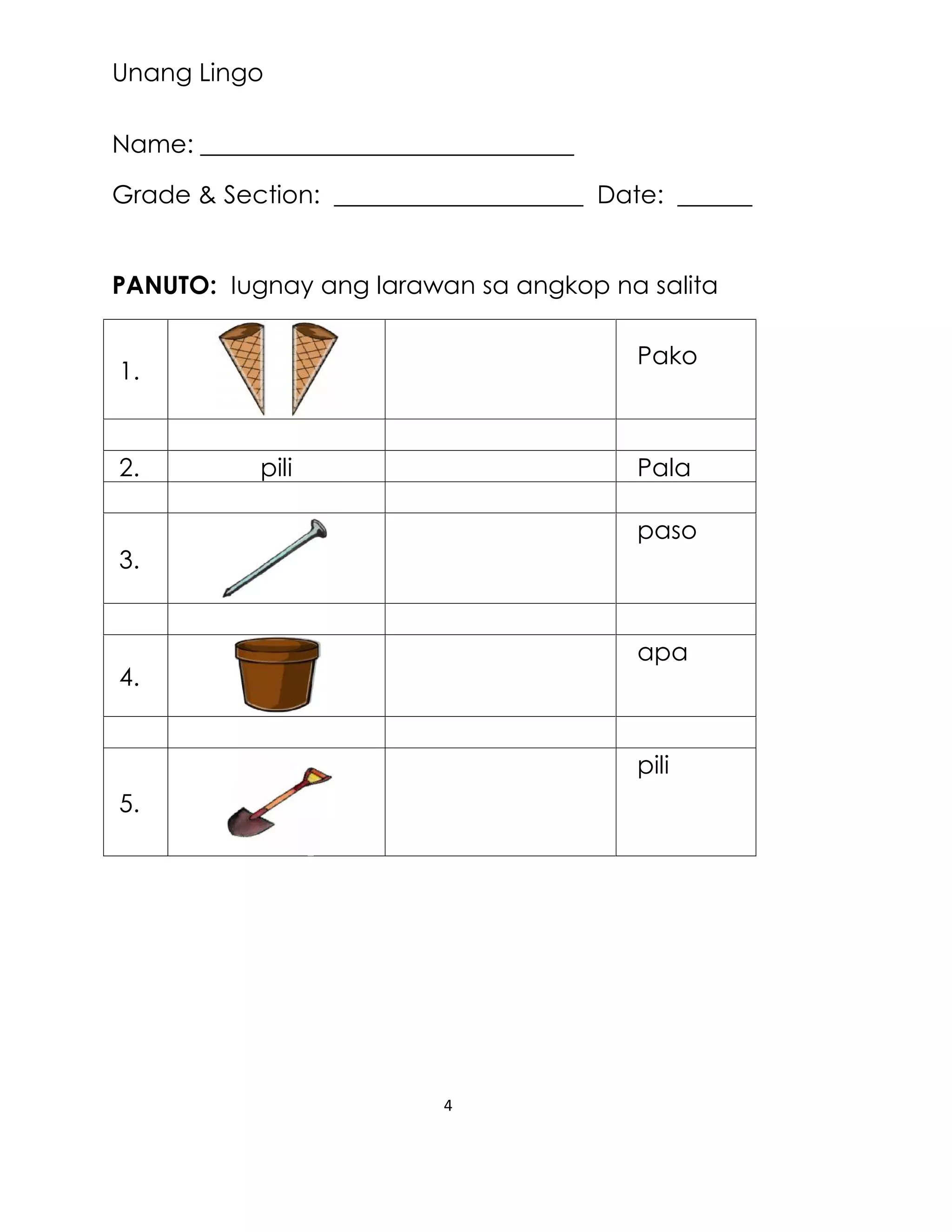 Mtb mle-tagalog-activity-sheets-q12 | PDF