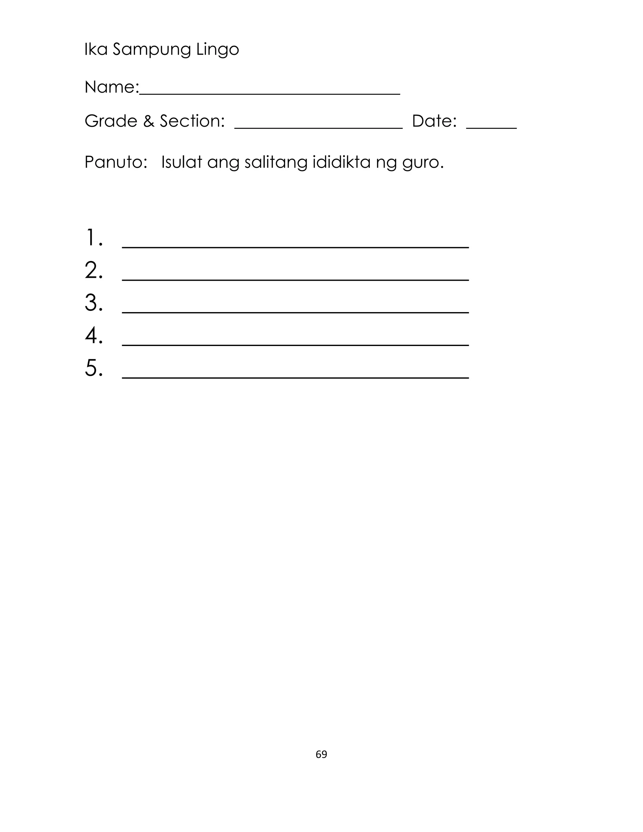 Mtb mle-tagalog-activity-sheets-q12 | PDF