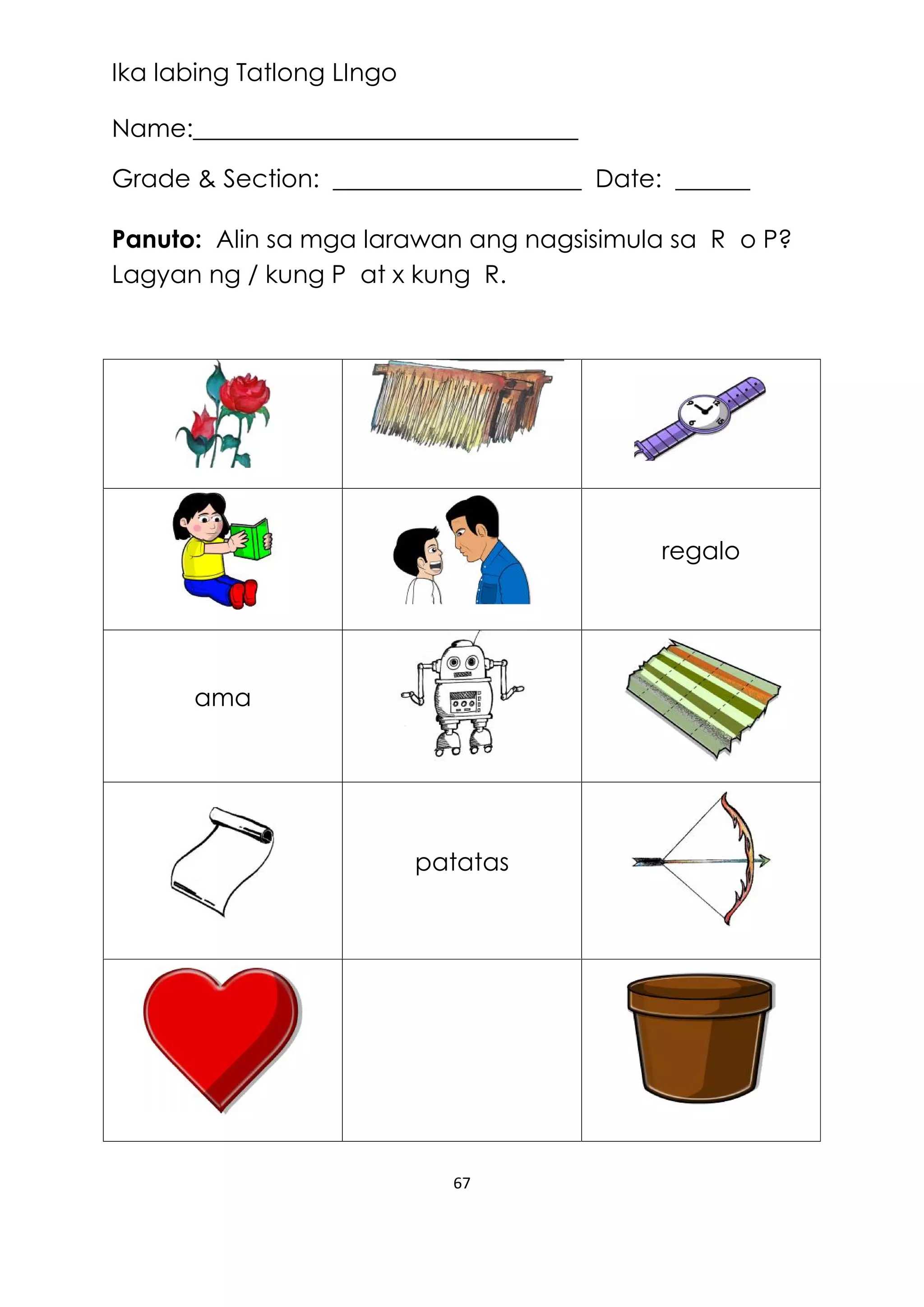 Mtb mle-tagalog-activity-sheets-q12 | PDF