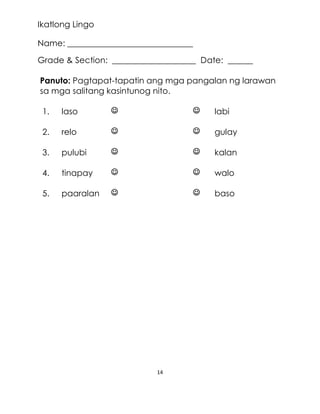 Mtb mle-tagalog-activity-sheets-q12 | PDF