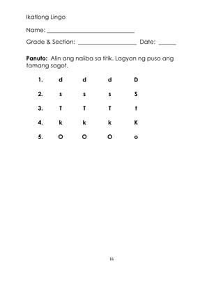 Mtb mle-tagalog-activity-sheets-q12 | PDF